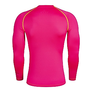 KELME Compression Shirts for Men Long Sleeve Tight Undershirts Active Baselayer T-Shirt Tops for Workout Gym Sports (XL,Pink)
