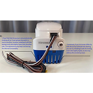 Dontmiss Automatic Submersible Small Boat Bilge Pump 12v 1100gph Auto with Float Switch bilge pump for boat(Outlet Diameter：1 1/8") (1100GPH)