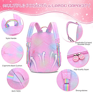 School Backpacks for Teen Girls Laptop Backpack with Lunch Bag，Cute waterproof Travel Bookbags Pink