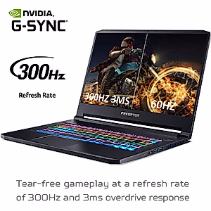 Acer Predator Triton 500 Gaming Laptop, 15.6" FHD NVIDIA G-SYNC Display 300Hz, Intel Core i7-10750H, NVIDIA GeForce RTX 2070 Super, 32GB DDR4 RAM, 1TB NVMe SSD, Wi-Fi 6, RGB Backlit KB