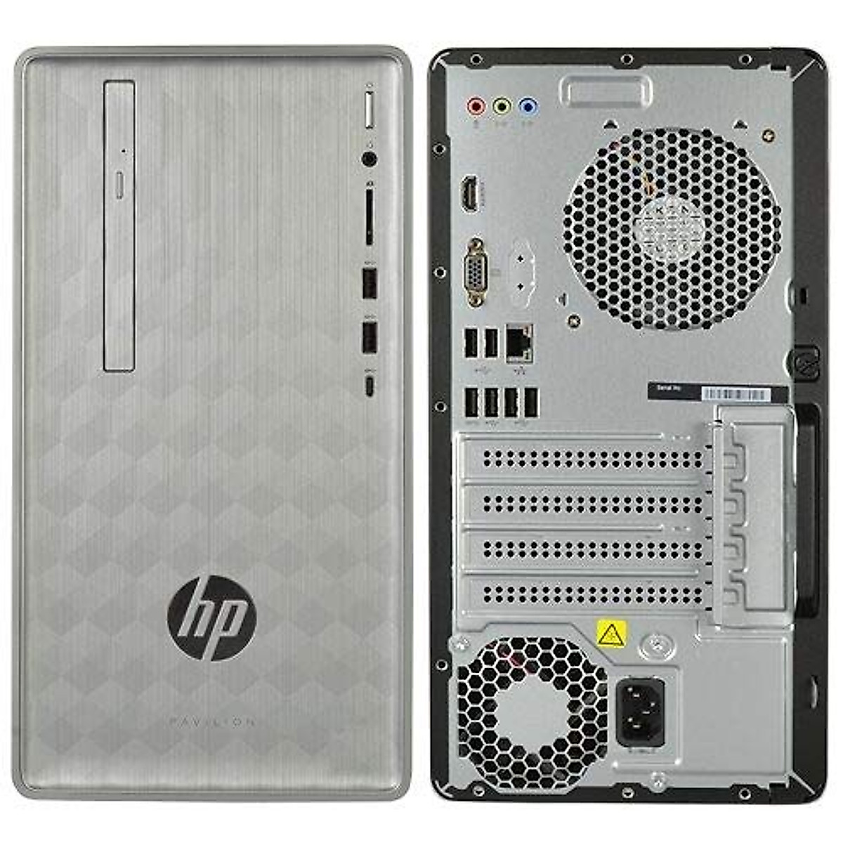 HP Pavilion Desktop Computer, Intel Core i3-8100, 8GB RAM, 1TB hard drive, Windows 10 (590-p0030, Silver) (Renewed)