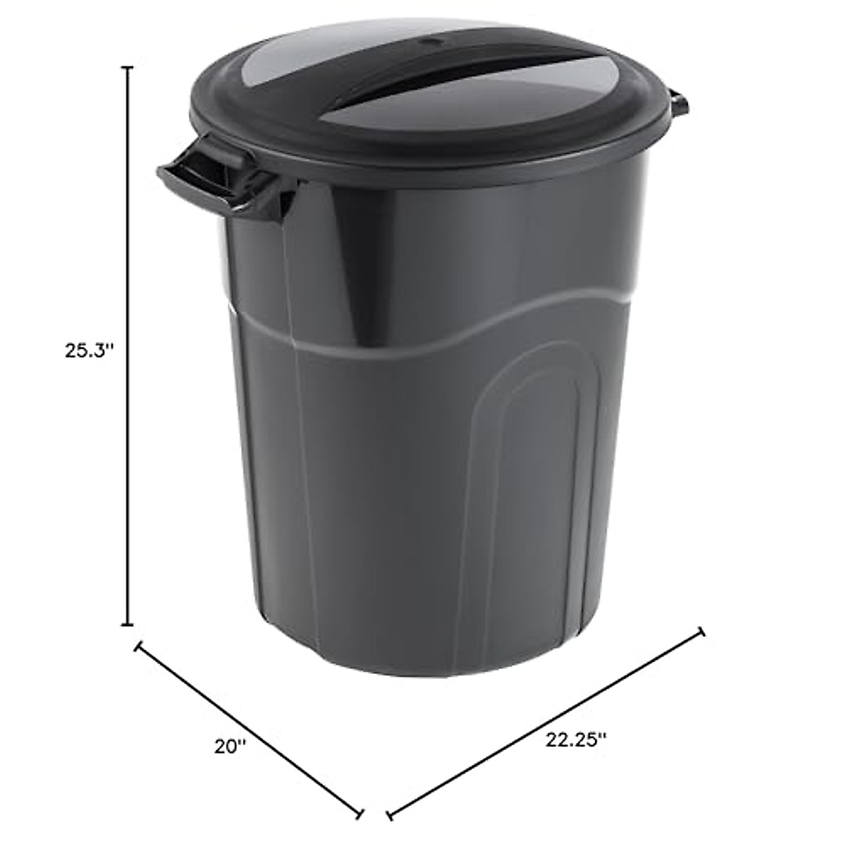 BCWYO 20 Gallon Heavy Duty Plastic Garbage Can, Included Lid, Black