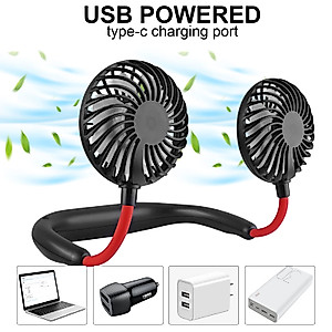 Haomaomao Neck Fan, Portable Fan With 2500 mAh Rechargeable Battery USB Mini Personal Wearable Neckband Sport Fan for Working, Traveling, Office, Reading, Outdoors
