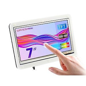 Waveshare 7inch Capacitive Touch Screen LCD with Bicolor Case Compatible with Raspberry Pi 4B/3B+/3A+/2B/B+/A+/Zero/Zero W/WH/Zero 2W CM3+/4 800×480 Resolution HDMI Supports Windows
