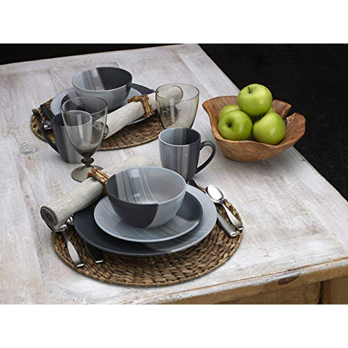 Pfaltzgraff Parker Gray 16 Piece Dinnerware Set, Service for 4