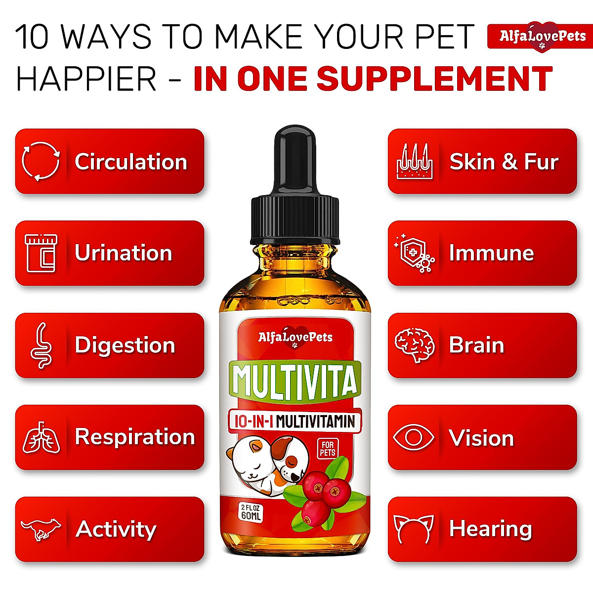 Сat Vitamins for Indoor Cats in Drops – Liquid Multivitamin for Dogs – Dog Multivitamin Liquid Supplement – Cat Multivitamin – Multivitamin for Dogs – Vitamin C for Cats – 2 oz