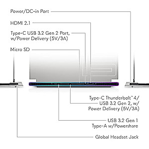 Alienware X15 R1 VR Ready Gaming Laptop - 15.6 inch 360Hz FHD 1080p Display, NVIDIA GeForce RTX 3070, Intel Core i7-11800H (11th Gen), 16GB DDR4 RAM, 1TB SSD, Wi-Fi 6, Windows 11 Home - Lunar Light