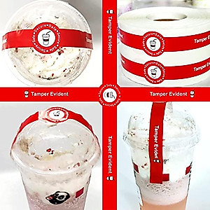 Safe Secure Tamper Evident Seals Stickers for Drink Lids 1" x 9" - 500 Pcs Food Delivery Stickers Sealed for Freshness Labels Drink Food Seal Stickers