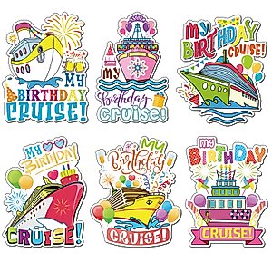 6 Pcs My Birthday Cruise Door Magnets Funny Magnetic Carnival Cruise Door Decorations Cruise Magnets for Door Happy Birthday Magnets for Cruise Door Stateroom Cars Refrigerator Party Decor