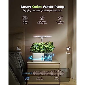 Hydroponics Growing System Indoor Garden: 8 Pods Herb Garden Kit Indoor with LED Grow Light Quiet Smart Water Pump Automatic Timer Healthy Fresh Herbs Vegetables - Hydroponic Planter for Home Kitchen