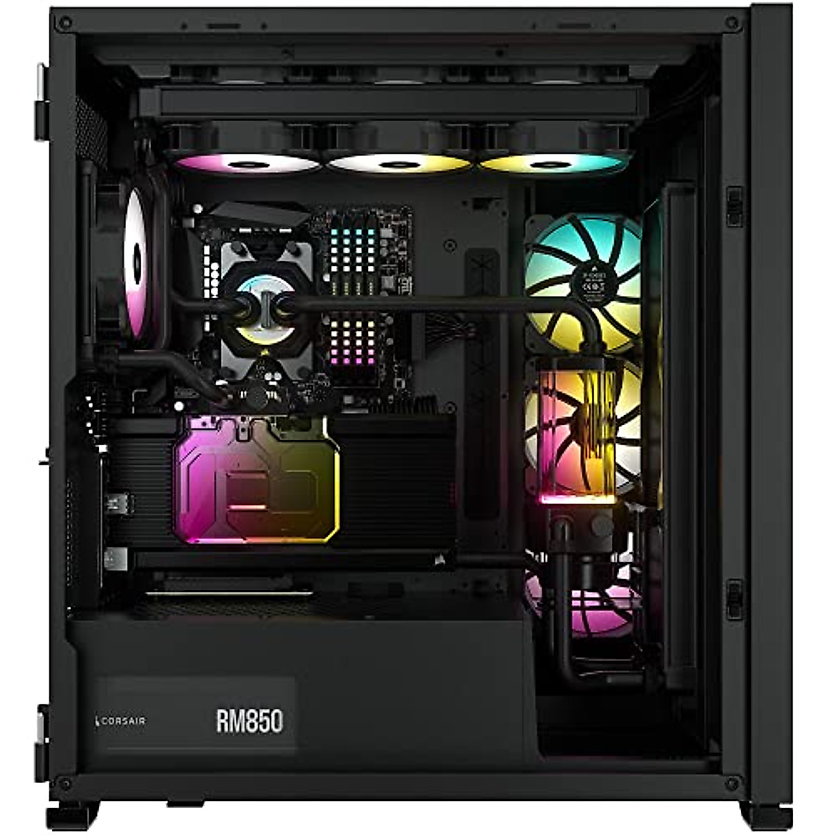 CORSAIR iCUE 7000X RGB Full-Tower ATX PC Case – Three Tempered Glass Panels – Spacious Interior – Easy Cable Management – 4x CORSAIR SP140 RGB ELITE Fans Included – Black