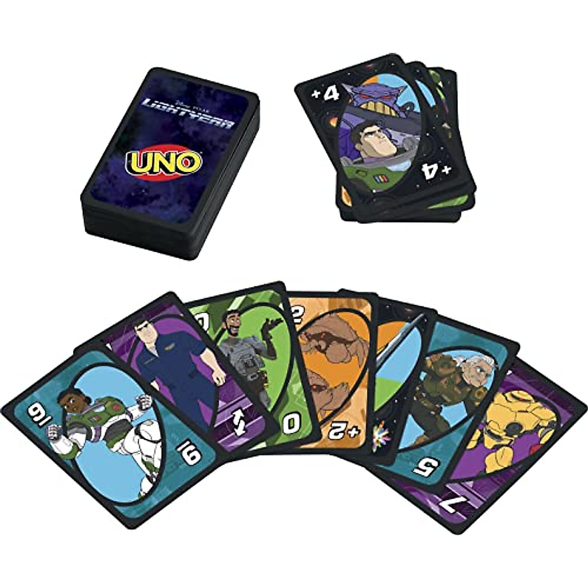 Mattel Games UNO Disney and Pixar Lightyear Card Game, Travel Game with Movie-Themed Deck in Collectible Tin for 2-10 Players