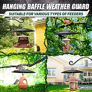 [Solid Steel]16-Inch Hanging Bird Feeder Baffle, Metal Squirrel Baffle for Bird Feeder Pole, Squirrel Proof Baffle Dome Baffle Weather Guard, Bird House Guard for Outdoor Shepherd's Hook, Hummingbird