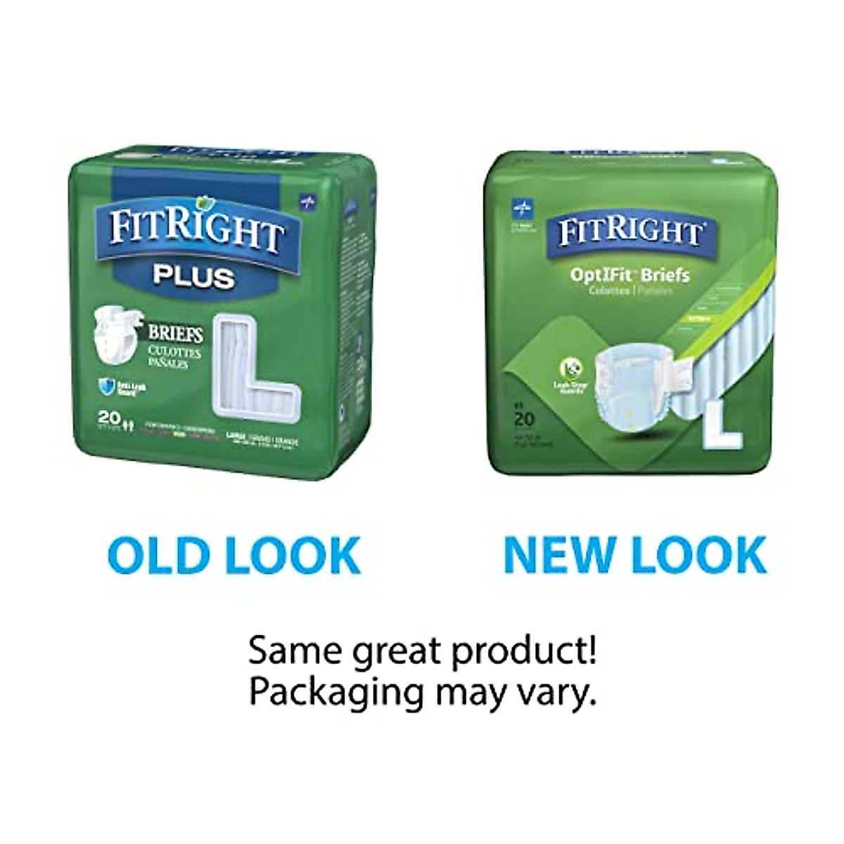 MEDLINE FITPLUSLG FITPLUSLGZ FitRight Plus Briefs (Pack of 20)