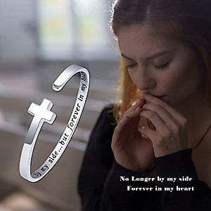 WOUOVO Cross Urn Bracelet for Ashes - 925-Sterling-Silver Adjustable Celtic Knot Urn Ring Platinum Plated Cross Cuff Bangle Memorial Keepsake Cremation Jewelry for Women Men