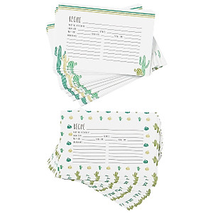 C.R. Gibson Cacti Double Sided Recipe Card Set, 4" W x 6" L, Multicolor