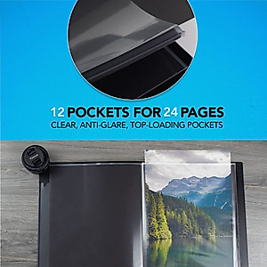 Itoya ProFolio Expo 14x17 Black Art Portfolio Binder with Plastic Sleeves and 24 Pages - Portfolio Folder for Artwork with Clear Sheet Protectors - Presentation Book for Art Display and Storage