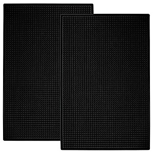 S&T INC. Rubber Bar Mats, Coffee Maker Mats, or Countertop Spill Mats, 11.9 Inch x 17.8 Inch, Black, 2PK