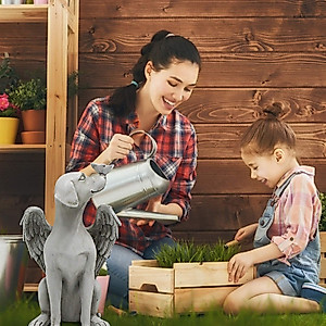 Pomobie Stone Angel Dog Memorial Statue - Garden Dog Statues Outdoor Lab - Dog Yard Statue Sculpture Angel Wings Decor (Gray)