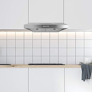 Hauslane | Chef Series PS16 30" Under Cabinet Range Hood, Stainless Steel | Contemporary Modern Design, Mechanic Button Control, Aluminum Filters, LED Lamps, 4-Way Venting Options