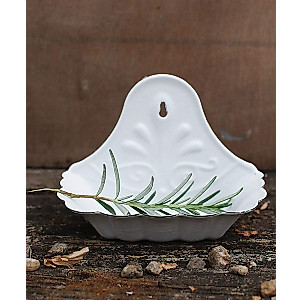 Creative Co-Op White Enameled Metal Soap Dish, Hangs or Sits
