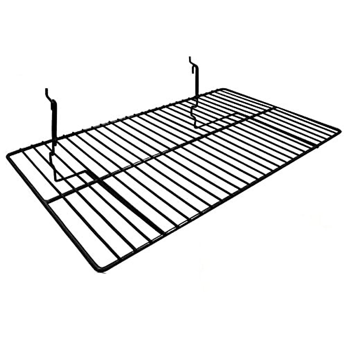 Gridwall Panel Display Shelf - Only Garment Racks - Clothing Display Rack Grid, Heavy Duty Shelves, 12"D x 24"L Straight Shelf for Grid Panel, Black Finish, Wire, (Box of 6)