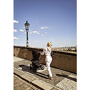Cybex e-Priam Complete Stroller, Smart Assist Technology, Rocking Mode, One-Hand Compact Fold, Reversible Seat, Smooth Ride All-Wheel Suspension, True Red Seat with Chrome/Black Frame
