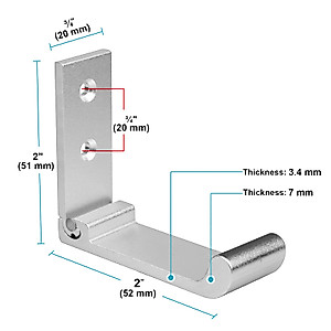 heneng 10 Pack 2" Silver Folding Coat Hook with Screws, Aluminium Alloy Foldable Hooks No Rust Wall Mounted for Keys, Towel, Hat, Bags, Headphones Holder, Headset Wall Hanger, Max.Load 44lb.