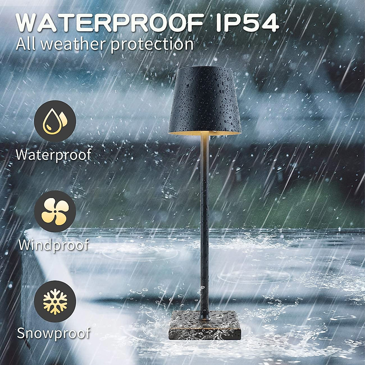 XLLfun Cordless Table Lamps, USB Rechargeable Desk Lamp Built-in 5200 mAh Battery, LED battery operated lamp with Touch Control - 3.5W Aluminum Dimmable Bedside Lamp for Livingroom/Reading/Bars(Black)