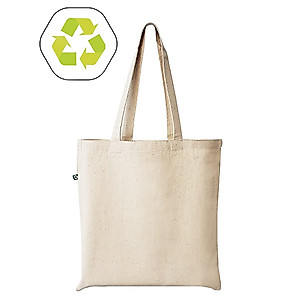 12 Pack Wholesale Recycled Canvas Tote Bags in Bulk 15x16 Heavy Duty Reusable Cotton Cloth Plain Blank Bags