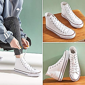 hash bubbie Women's High top Sneakers Classic High Tops Canvas Shoes for Women Lace up Tennis Shoes Fashion Canvas Sneakers Casual Shoes for Walking（ White,US8）