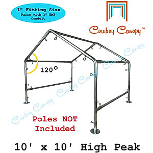 10' x 10' High Peak Canopy Fittings, DIY RV & Boat Carport, Party Tent, 1" EMT Metal Frame Parts