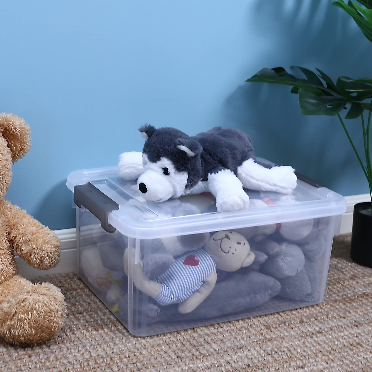 Citylife 6 Packs 17 QT Plastic Storage Bins with Lids Large Stackable Storage Containers for Organizing Clear Storage Box for Garage, Closet, Kitchen