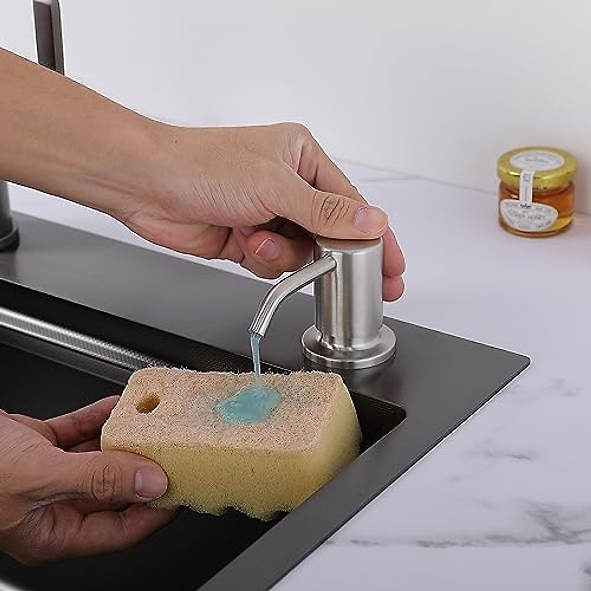 Soap Dispenser, Kitchen Soap Dispenser, Large Capacity 17 OZ Bottle, Stainless Steel Built in Soap Dispenser for Kitchen Sink, Brushed Nickel