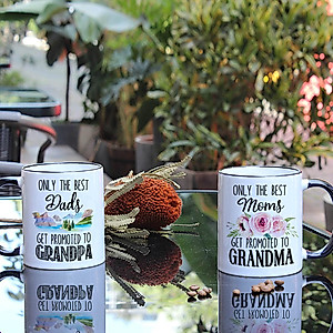 Only the Best Mom Dad Get Promoted to Grandma and Grandpa Coffee Mug Set, Great Grandparent Coffee Mug Set. Pregnancy announcement Gift. Great Grandpa Mug. Grandparent Mug Set of 2 Shot Mugs (Black)
