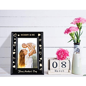 Hohomark First Mothers Day Picture Frames for Mom from Baby, Mommy and Me 1st Mothers Day Photo Frames, 6"x8", Black Wood Frame, Holds 3.5"x5.5" Photo