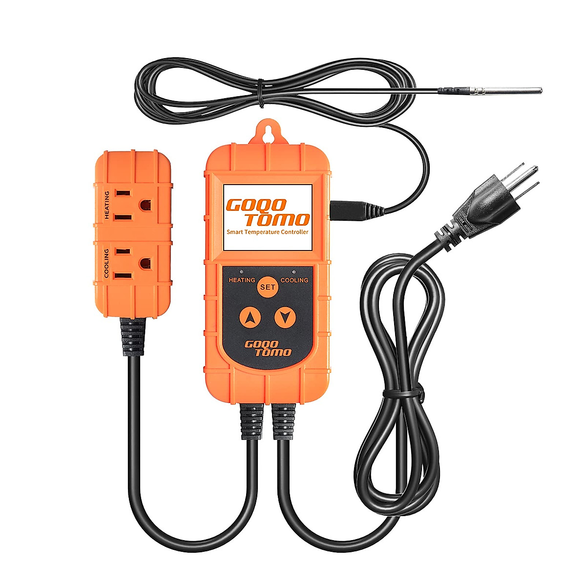 GOQOTOMO Smart Temperature Controller Thermostat Heating and Cooling Mode for Homebrew Fermenter Greenhouse Terrarium 100-240VAC NTC Sensor Improved Version