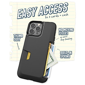 Smartish® iPhone 13 Pro Max Wallet Case - Wallet Slayer Vol. 1 [Slim + Protective] Credit Card Holder - Drop Tested Hidden Card Slot Cover Compatible with Apple iPhone 13 Pro Max - Black Tie Affair