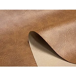 A-Express Grained Faux Leather Fabric - Synthetic Leather - 54" Wide by The Yard Vinyl Pleather PU Material - Upholstery Fabric for Car, DIY Craft Leatherette Sheets - 1/2 Yard 54" x 18" Light Brown