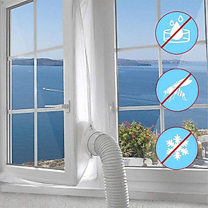 UniForU Window Seal for Portable Air Conditioner Window Cover with The Double Access Zipper and Adhesive Fastener 400cm/157” (400cm/157)