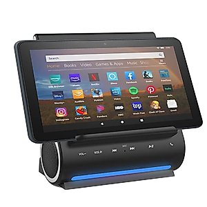Fast 15 Watts Wireless Charger Sound Hub Bluetooth Speaker with Upgraded Mic Handsfree Calling Two USB Ports, Upright View Angle, Space Saving 4 in 1 Dock