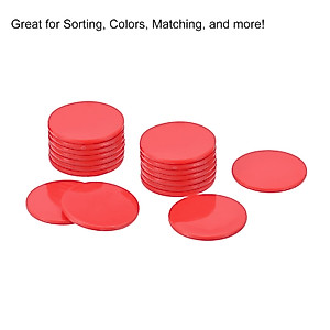 MECCANIXITY Small Plastic Learning Counters Disks Chip Bingo Chip Counting Discs Markers 24mm/0.94 Inch for Math Practice Red, Pack of 50