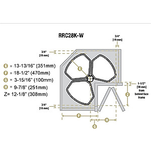 Kitchen Inventions Rotating Corner Base Cabinet Recycling Trash Center with Three Bins 3 x 32 qts Capacity Chrome/White