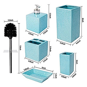 5 Pcs-Teal Blue Bathroom Accessories Sets Complete- Bathroom Accessories Set- Bathroom Accessory Set -Bathroom Accessories- Bathroom soap Dispenser Set