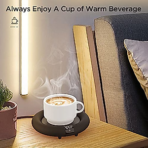 Coffee Mug Warmer, 2022 EasyAcc Coffee Warmer for Desk [with Silicon Cup Lid] Smart Mug Warmer Auto Shut Off, 3 Temp Setting to 167℉, Touch Switch, LED Display Cup Warmer for Office Home -Coffee Gift