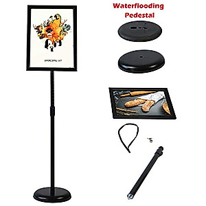 AltraTech Adjustable Sign Holder 2 Pack Aluminum 8.5” X 11” Lobby Sign Snap-Open Frame Sign Holder Stand With Both Vertical And Horizontal View For Store Display, Exhibition (Black