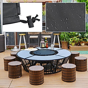 Table Cover Waterproof Round Patio Cool Bar Table Cover with Drawstrings, Fade Resistant Fabric for Cocktail Coffee Outdoor Furniture Side Tables, Diameter 20.5 * Height 23 Inches Black