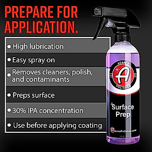 Adam's Surface Prep (16oz) - A Cleaner That Ensures Your Paint is Clean & Ready to Apply Any 9H Top Coat Ceramic Coating After Clay Bar, Car Wash & Orbital Polisher Treatment Purple
