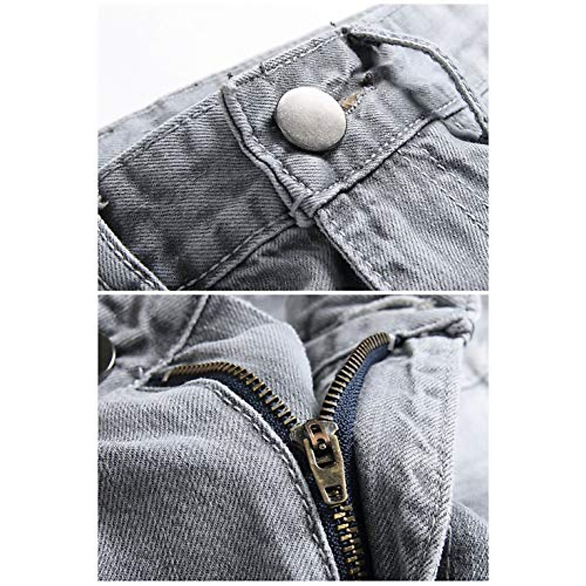 LZLER Mens Ripped Jeans,Distressed Destroyed Slim Fit Straight Leg Denim Pant with Holes(Light Grey 870,34)