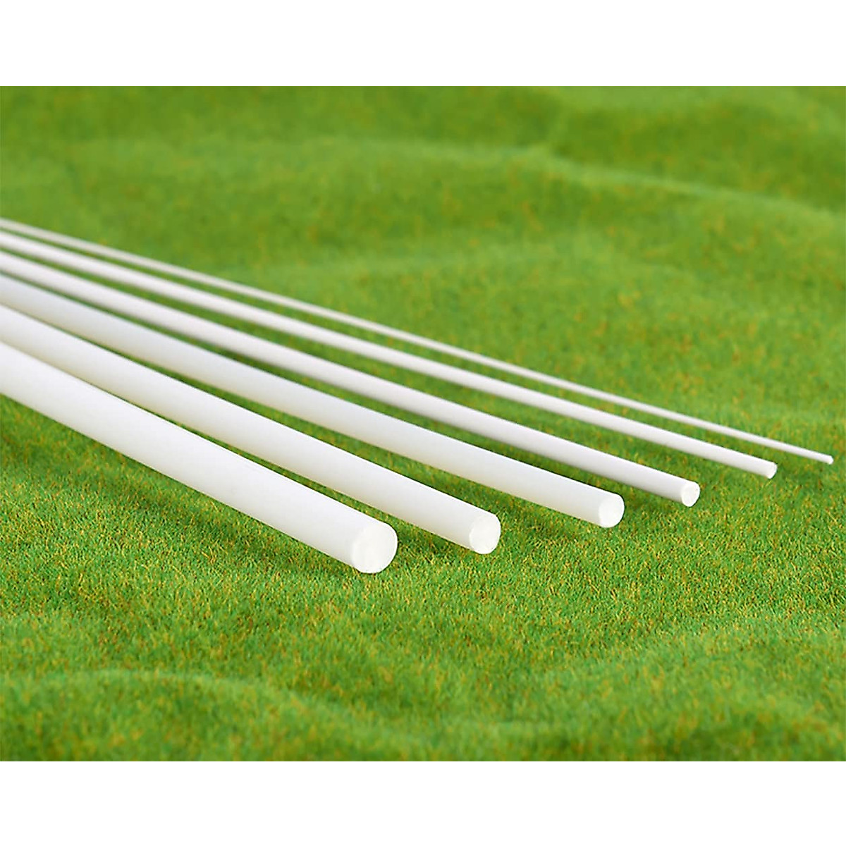 10Pcs White Plastic Rods Round Solid Bar DIY Model Material ABS Round Stick for DIY Sand Table Model, DIY Toys Doll House, DIY Scene Making, Building Making, Length 250mm, Diameter 1mm to 6mm Option